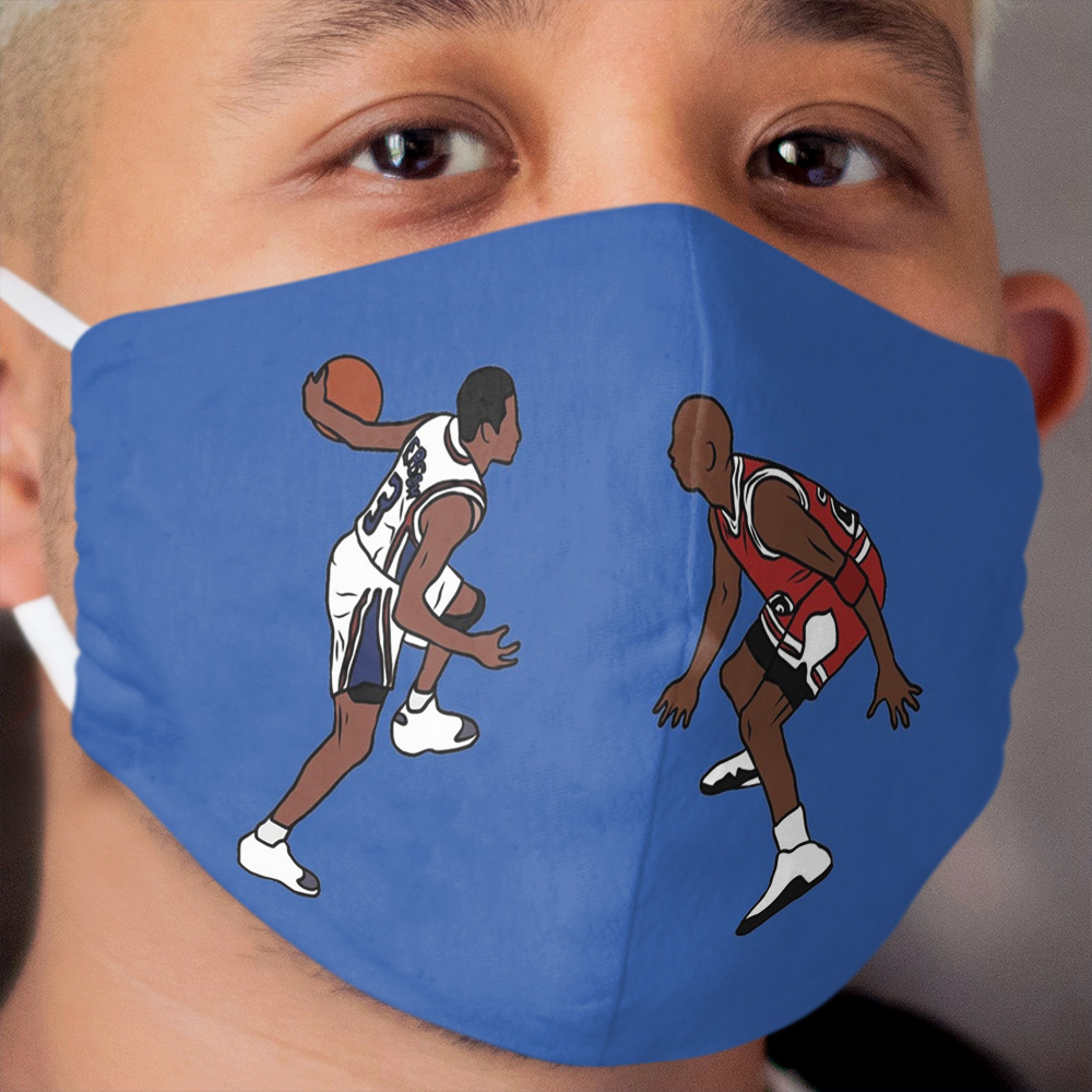 Allen Iverson Crosses Over Michael Jordan Cloth Face Mask - Chief T-shirt