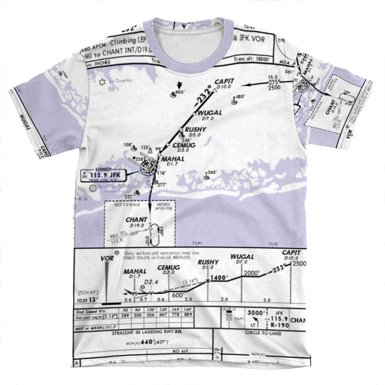 Aviation Chart Kjfk - New York AOP T-shirt Tee - Chief T-shirt