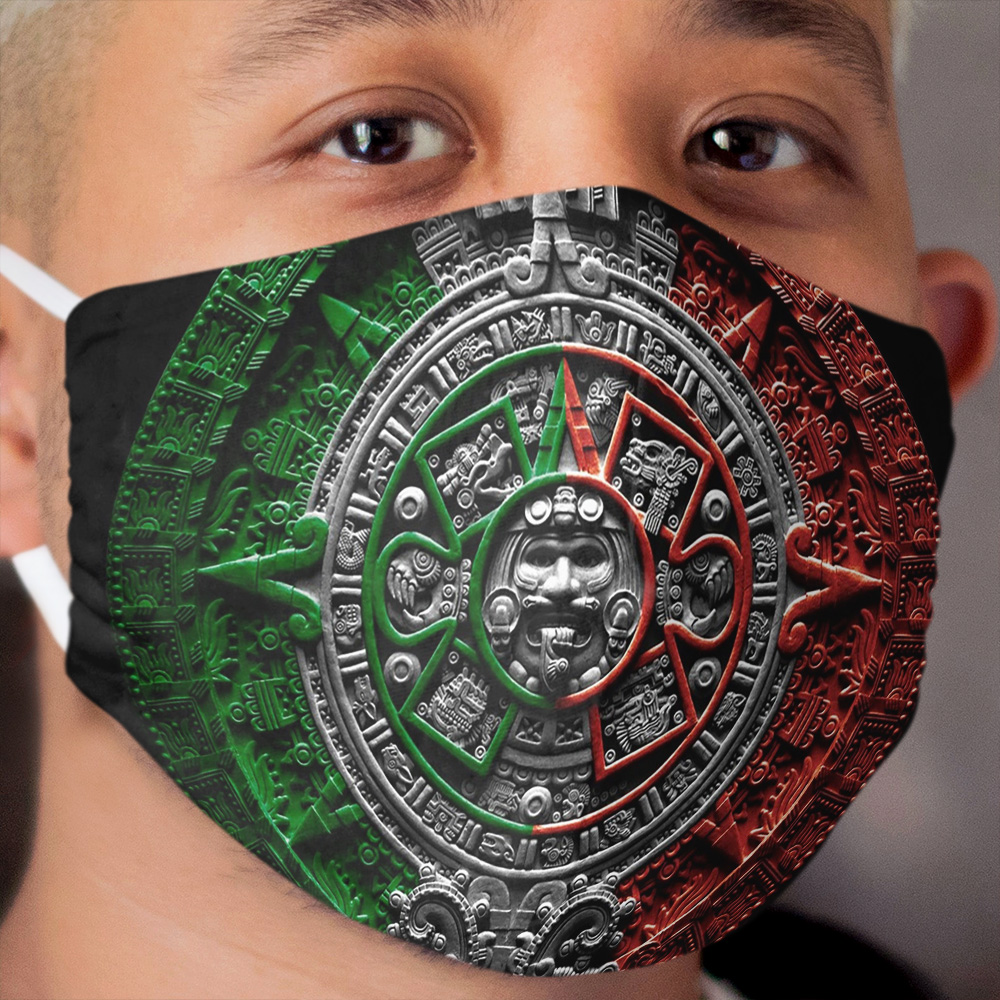 aztec calendar mexico chicano Cloth Face Mask - Chief T-shirt