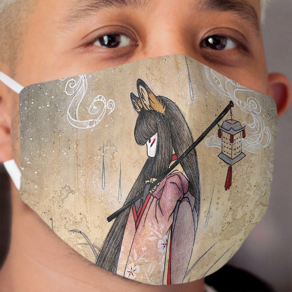 Bad Thoughts - Kitsune Fox Yokai Cloth Face Mask - Chief T-shirt
