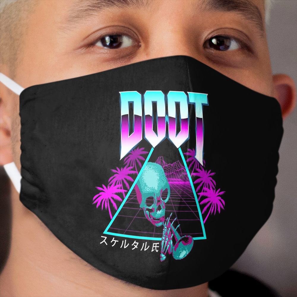 DOOT Outrun Vaporwave/Synthwave Streetwear Cloth Face Mask - Chief T-shirt