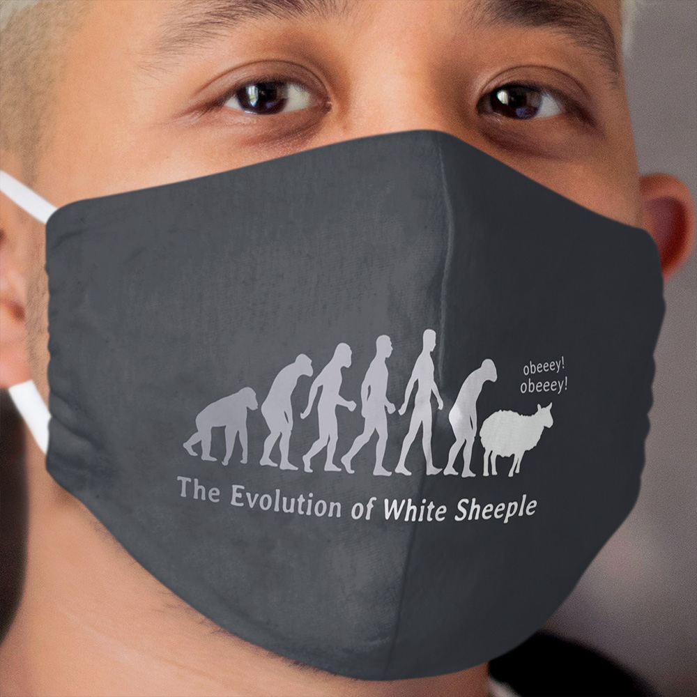 Evolution of White Sheeple Cloth Face Mask - Chief T-shirt