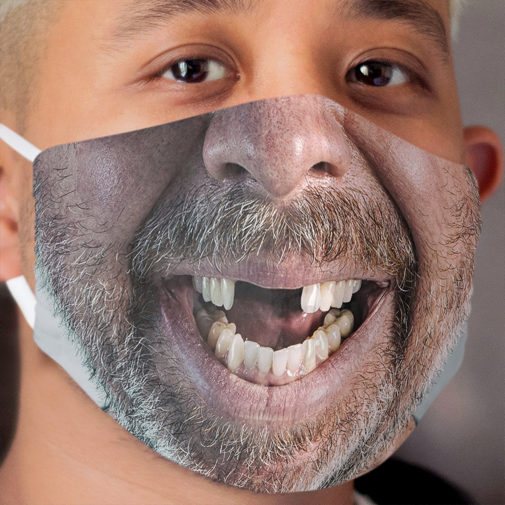 Funny Face Missing Teeth Redneck Hillbilly Smile Cloth Face Mask ...