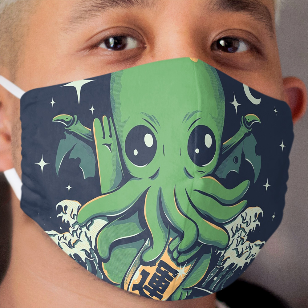 Good Luck Cthulhu Cloth Face Mask - Chief T-shirt