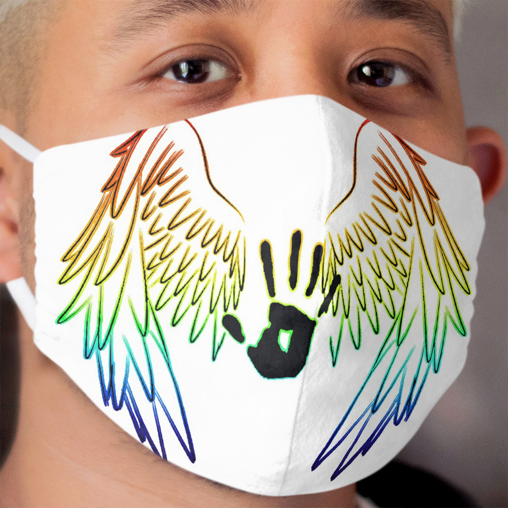 Supernatural: Rainbow Angel Wings With Handprint Cloth Face Mask ...