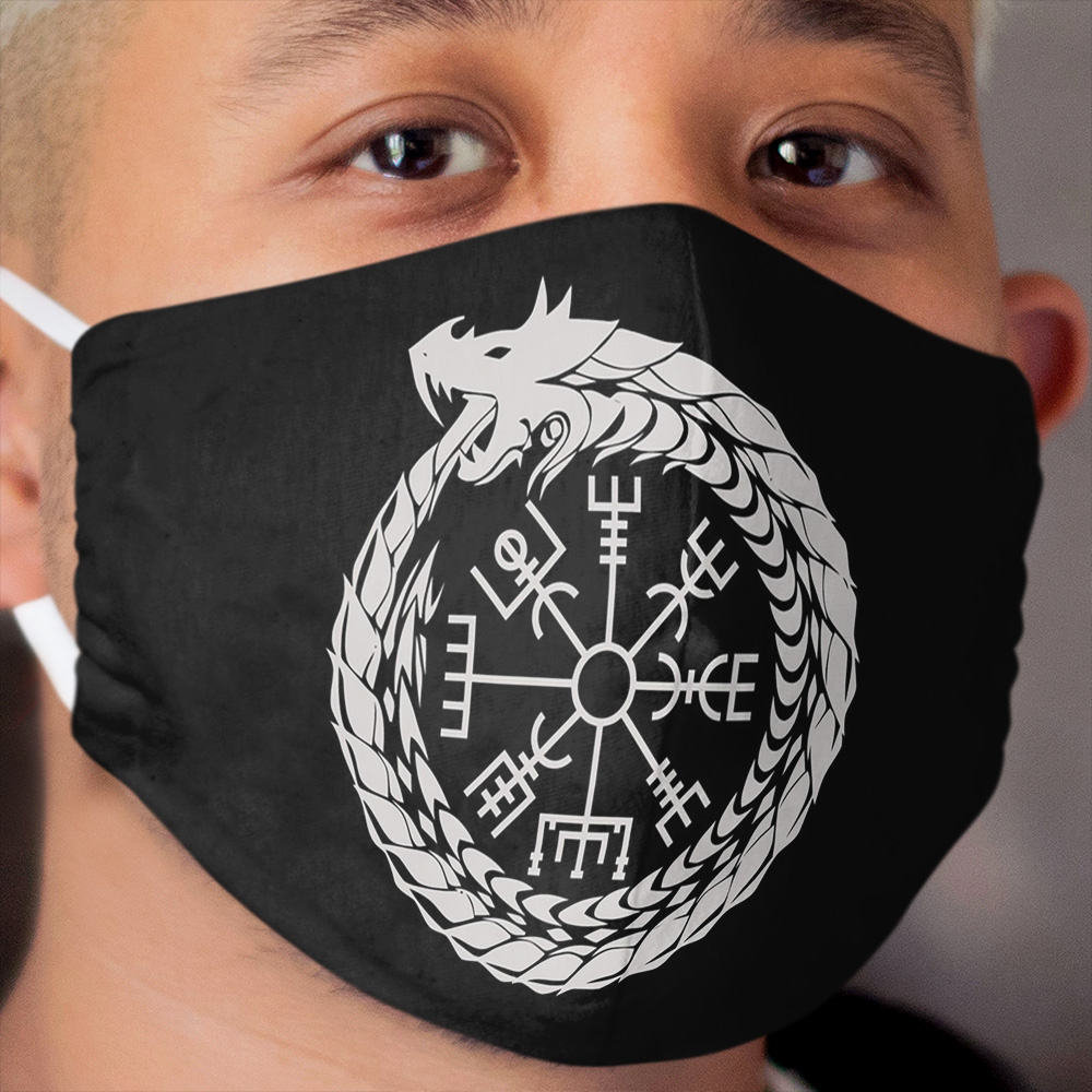 Vegvisir Jormungandr World Serpent Norse Mythology Cloth Face Mask ...
