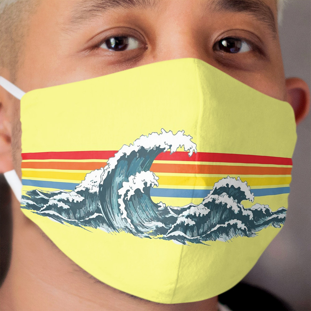 80s Sunset Waves Cloth Face Mask - Chief T-shirt