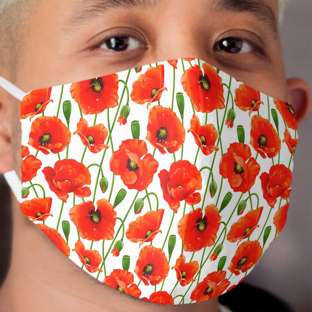 Beautiful Red Poppy Flowers Cloth Face Mask - Chief T-shirt