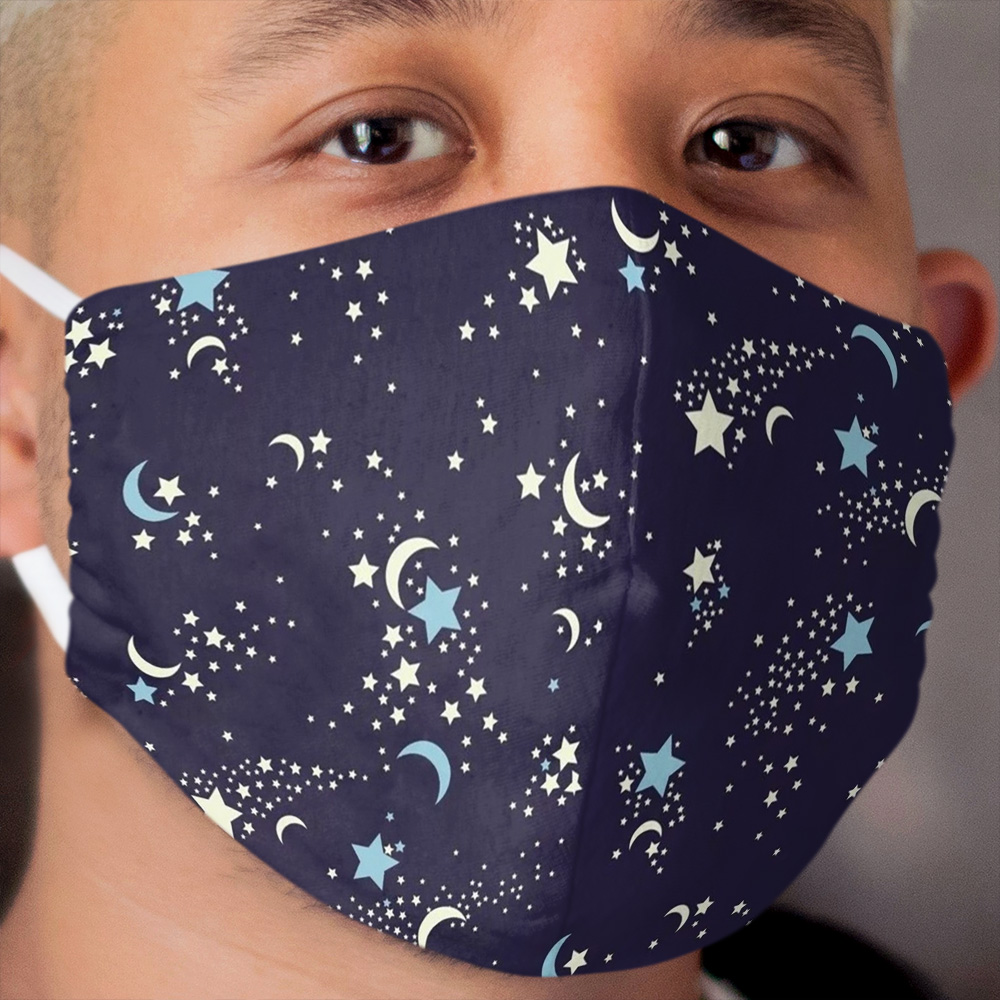 Space Stars and Moon Pattern Cloth Face Mask - Chief T-shirt