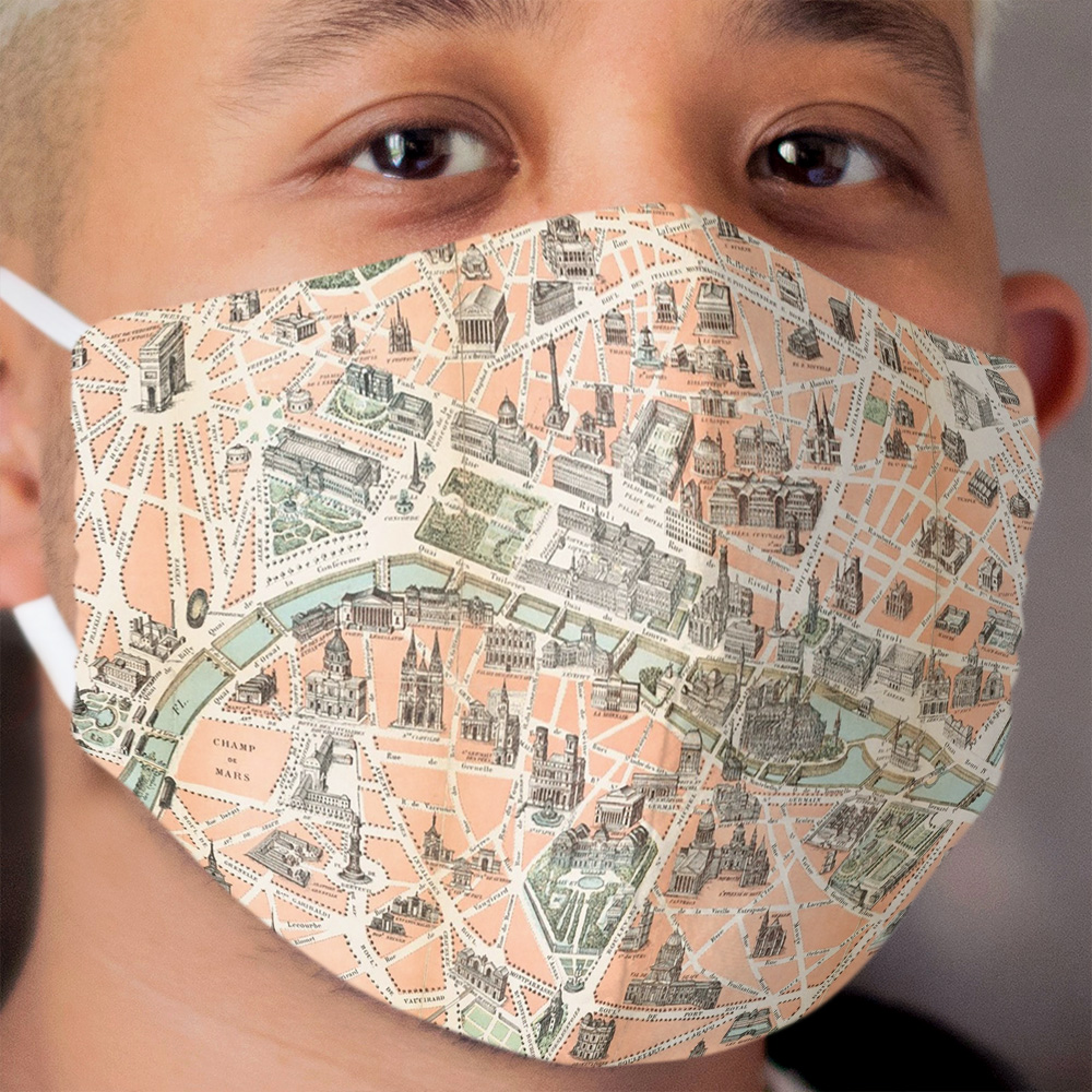 Vintage Paris Map Cloth Face Mask - Chief T-shirt