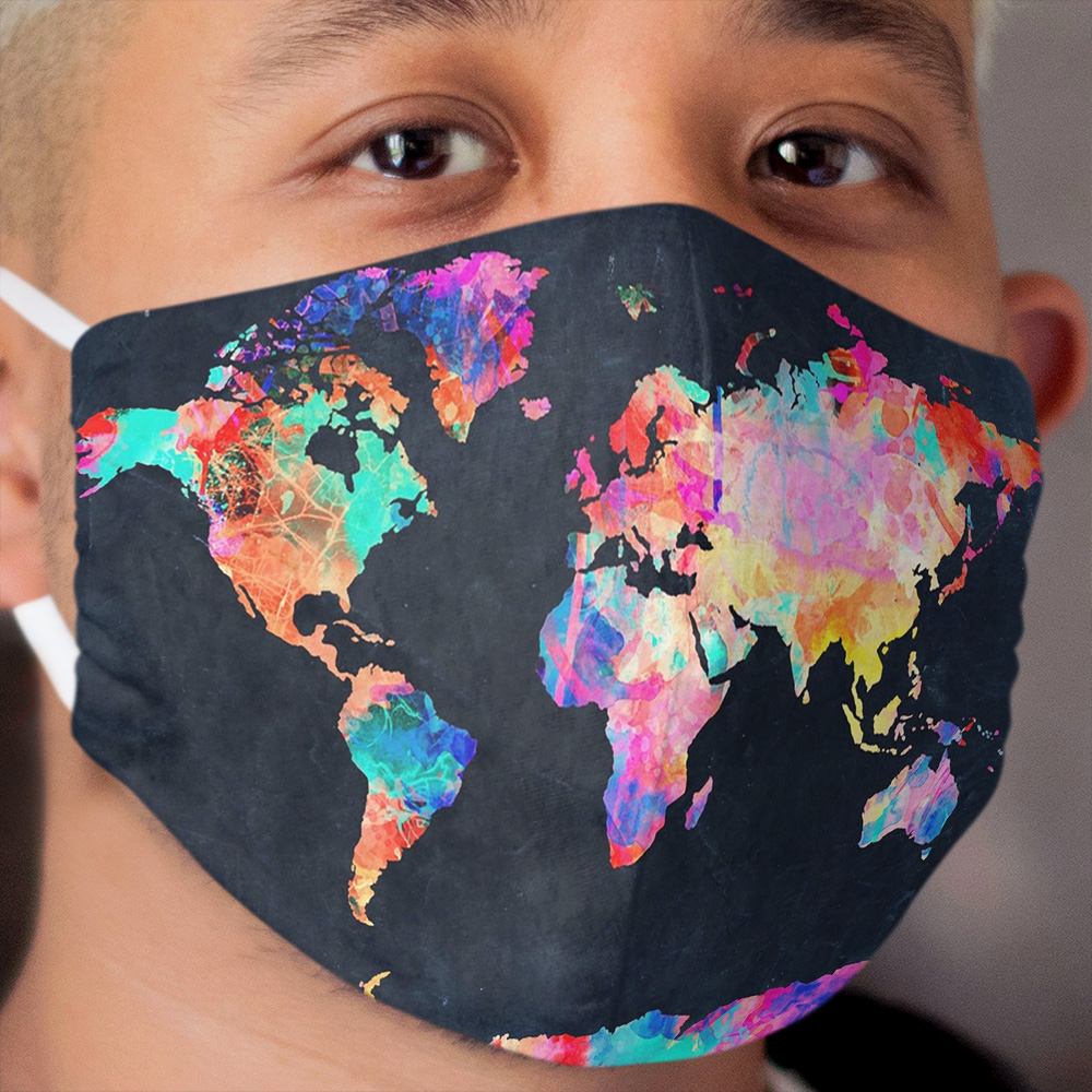 World Map watercolor 2 Cloth Face Mask - Chief T-shirt